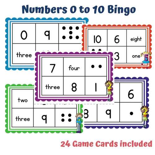 Numbers 0 to 10 Bingo with Words and Pictures by Mathful Learners