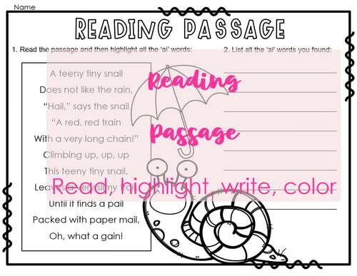 Vowel Team Decodable Passages AI AY EA EE OA OW BUNDLE by Teacherinspo123