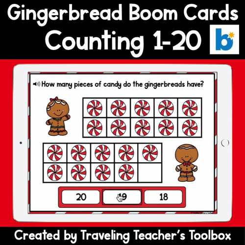 Gingerbread Ten Frames Counting 1-20 Boom Cards by Traveling Teacher's ...