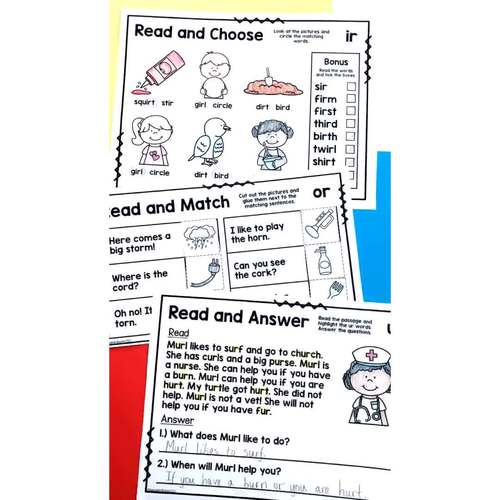 R Controlled Vowels Bossy R Reading Passages and Activities ar er ir or ur