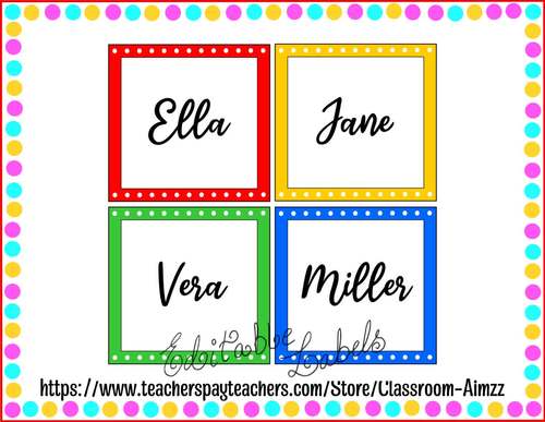 Printable Nametags, Editable Name Tags, Student Name Labels, Classroom ...