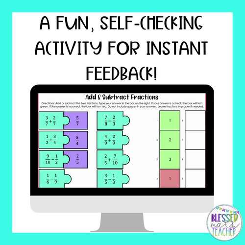 Adding and Subtracting Fractions Digital Activity & Worksheet - Cut & Paste