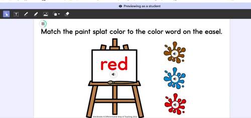 Color Word Recognition Digital Activity With Audio by Kim Brooks