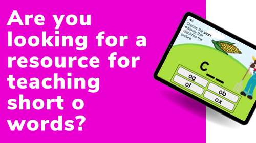 CVC Short o Word Family Boom Cards | Literacy Digital Games by Fiddleheads