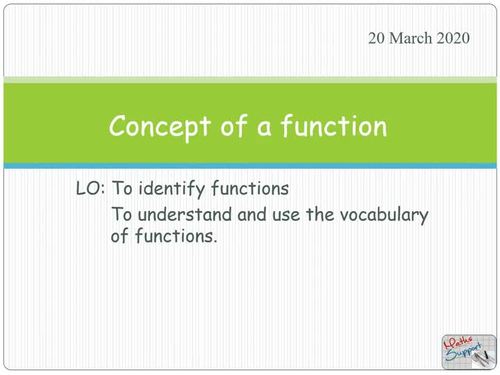 Introduction to functions by Maths Support Centre | TPT