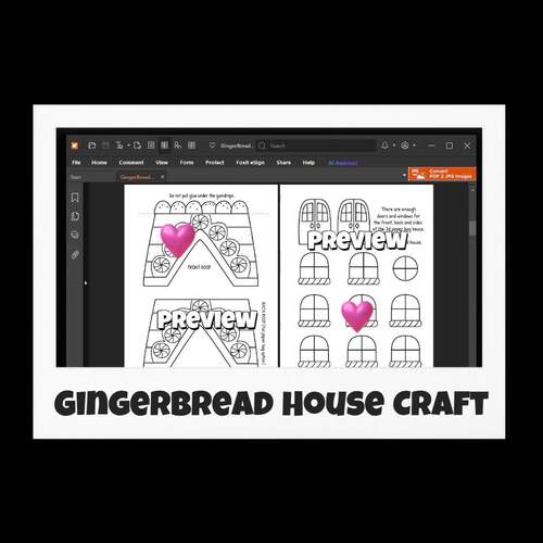 Gingerbread House Coloring Pages, Cut and Paste Christmas Paperbag Craft