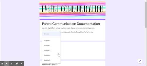 Parent Communication Documentation Google Form by A Second With Abby