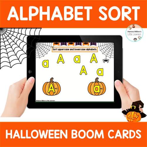 Uppercase and Lowercase Alphabet Sorting - Halloween Boom Cards | TpT