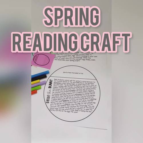 Spring Reading Activity Close Reading Craft by Kate's Place | TPT