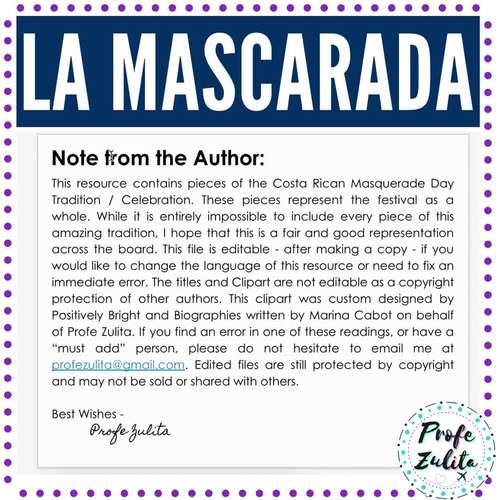 Costa Rica Culture Masquerade Day Spanish Readings | La Mascarada ...