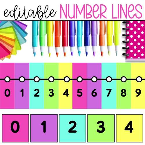 Bright Number Line 0-120 | Pocket Chart Number Cards 0-120 EDITABLE
