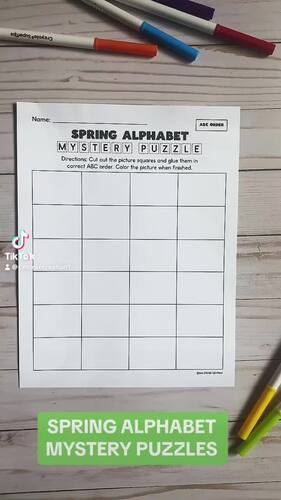 Spring Alphabet ABC Order Mystery Puzzles - Alphabetizing ABC Puzzles