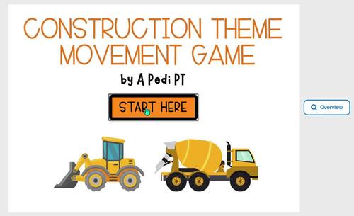Construction Theme Gross Motor Movement Game | Boom Cards Deck by A Pedi PT