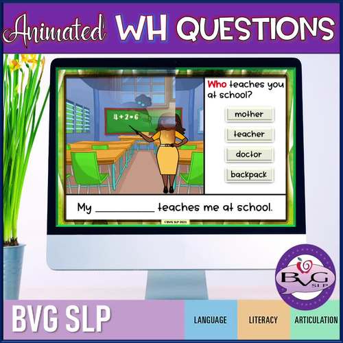 WH Questions Speech Therapy Activities Asking & Answering Animated BUNDLE