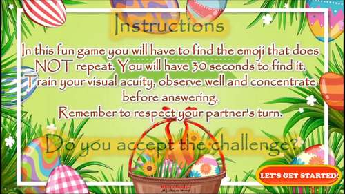 Game: Find the emoji that does not repeat (Easter) by Miviq | TPT