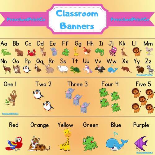 Alphabet-Colours/Colors-Numbers- Classroom Banners-UK-US-PreK-1st ...