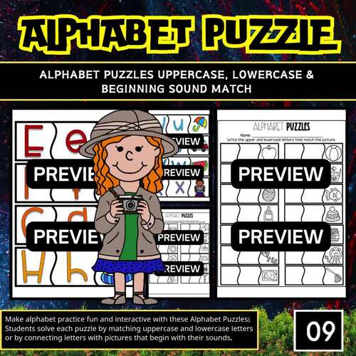 Alphabet Puzzles Uppercase, Lowercase & Beginning Sound Match | TPT