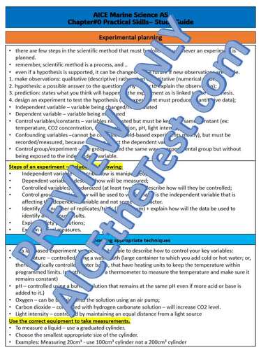 AICE Marine Science AS Practical Skills- Study Guide by AICE the Test