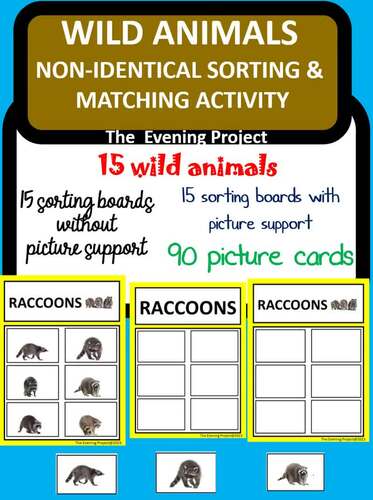 WILD ANIMALS NON-IDENTICAL SORTING & MATCHING ACTIVITY with real photos