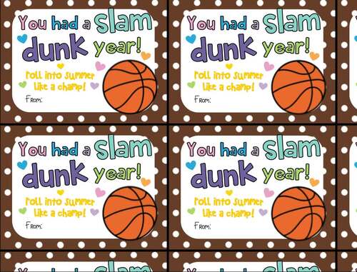 Basketball (Fidget Toy) End of Year Gift Tag- You had a slam dunk year!