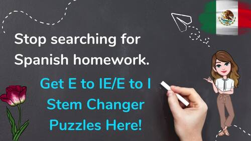 Stem Changing Verbs (E to IE/E to I) in Spanish Word Search & Crossword ...