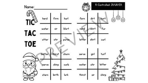 Winter & Holiday Tic Tac Toe: Phonics Fluency Game! | 120 Worksheet Bundle