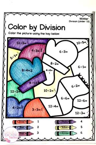Winter Color by Division Worksheets by Terrific Teaching Tactics