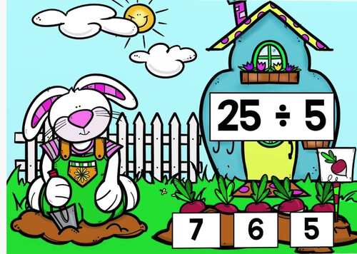 Spring Division Fact Fluency Practice Digital Math Boom Cards | TPT