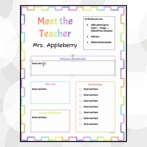 Meet the Teacher Welcome Letter Editable Template | Back to School