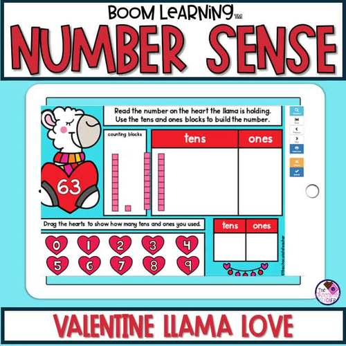 Number Sense with Tens and Ones Place Value Valentine Math Boom Cards™