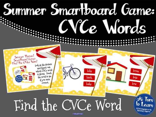 Summer Smartboard Game: Find the CVCe Word (Smartboard/Promethean Board)