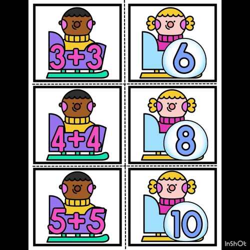 Winter Doubles Facts Matching Cards Bundle | Mental Math | TPT