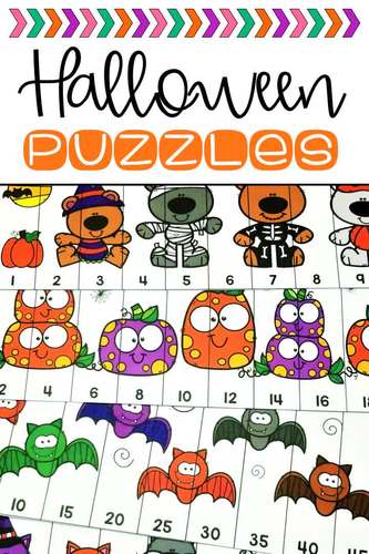 Halloween Number Puzzles and Skip Counting Practice | Editable Puzzles