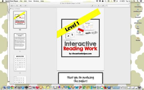 Interactive Literacy Workbook {Level 1} by The Autism Helper | TPT