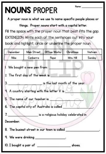 Parts of Speech - Fill The Blanks Worksheets by Pink Tulip Teaching ...