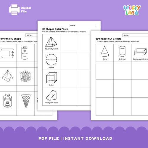 3D Shapes in Real Life Worksheets - 3D Object Characteristics Geometry ...