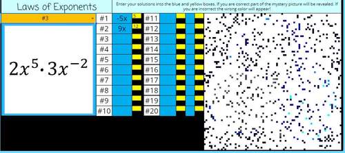 Exponent Rules/Laws of Exponents Pixel Art | Mixed Operations | TPT