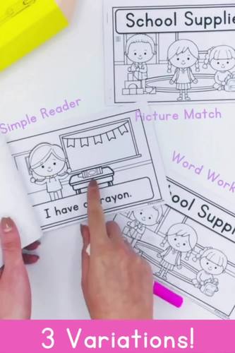 School Supplies Emergent Reader Printable | Back to School Book | TPT