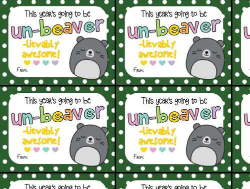 Cute Beaver-Themed Beginning-of-Year Gift Tag- This year's going to be ...