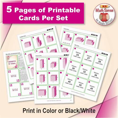5th Grade Game Cards | Volume of Rectangular Prisms & Expressions PRINT ...