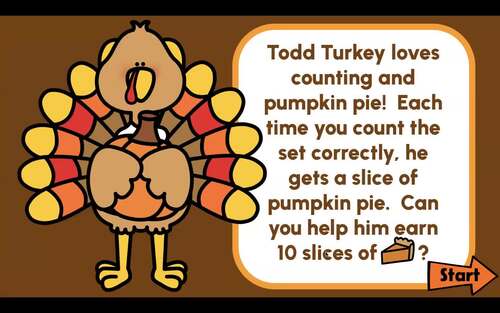 Turkey Counting Sets 11-20 Digital Game for Google Slides | TPT