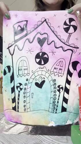 Holiday Art lesson: Gingerbread House Marker Transfer Bundle by meagan ...