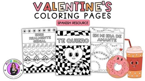 Spanish Early Finishers Valentine's Day Coloring Pages for SEL | TPT