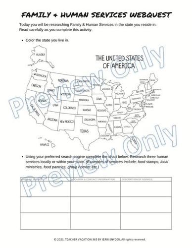 Family and Human Services Webquest FACS, FCS, CTE Activity | TPT
