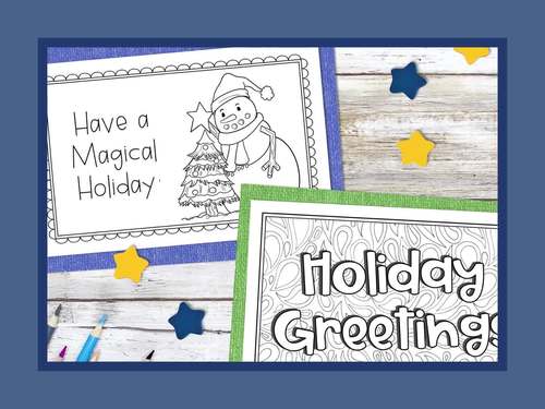 Holiday Cards to Color | Christmas Card Craft by Mitchell MATH Activities