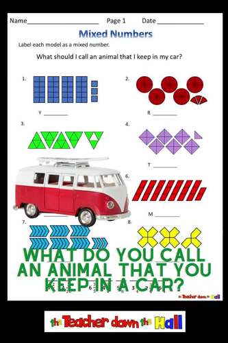 Mixed Numbers & Improper Fractions Worksheets w/ Riddles Self-grading ...