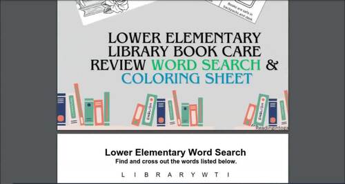 Library Book Care Word Search & Coloring Sheet Activity by Reading Into ...