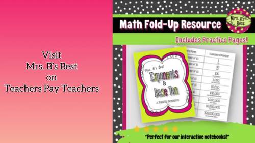 Exponents & Base Ten Fold-Up | Step-by-Step | Grades 4–6 by Mrs B's Best