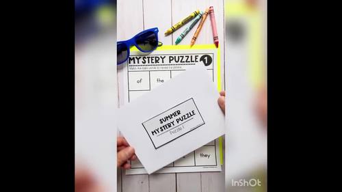 Summer Mystery Picture Sight Word Puzzles by Running Turtle Resources