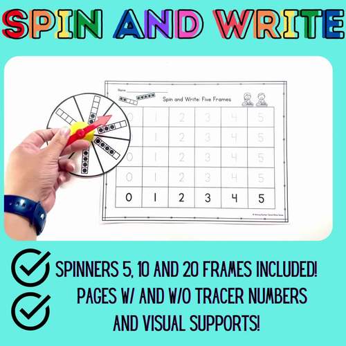 Writing Numbers 1-20 Math Center - Spin and Write 5, 10, 20 Frames ...